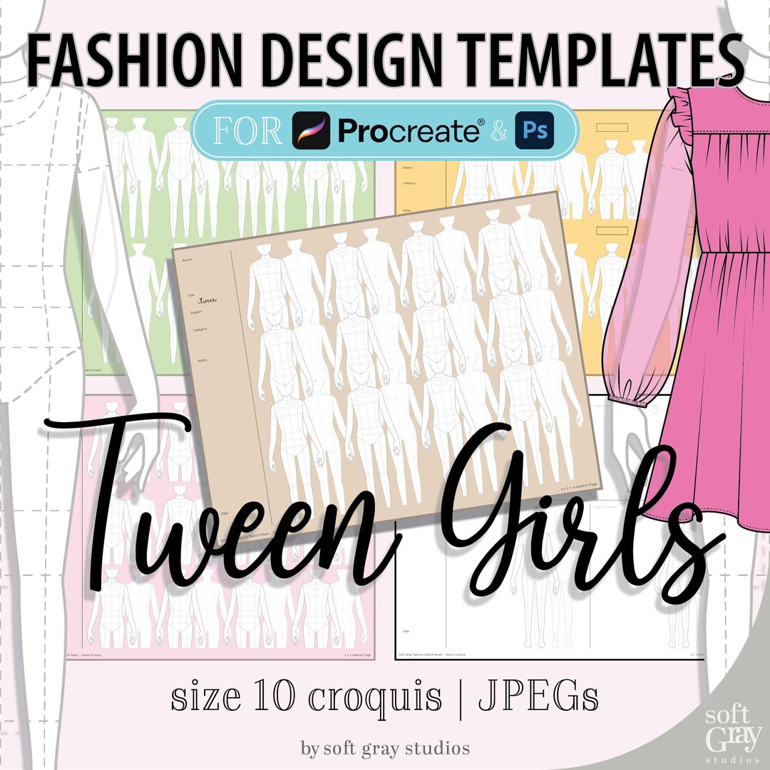 Tween Fashion Design Template, Kids (girls) Fashion Design, Fashion ...