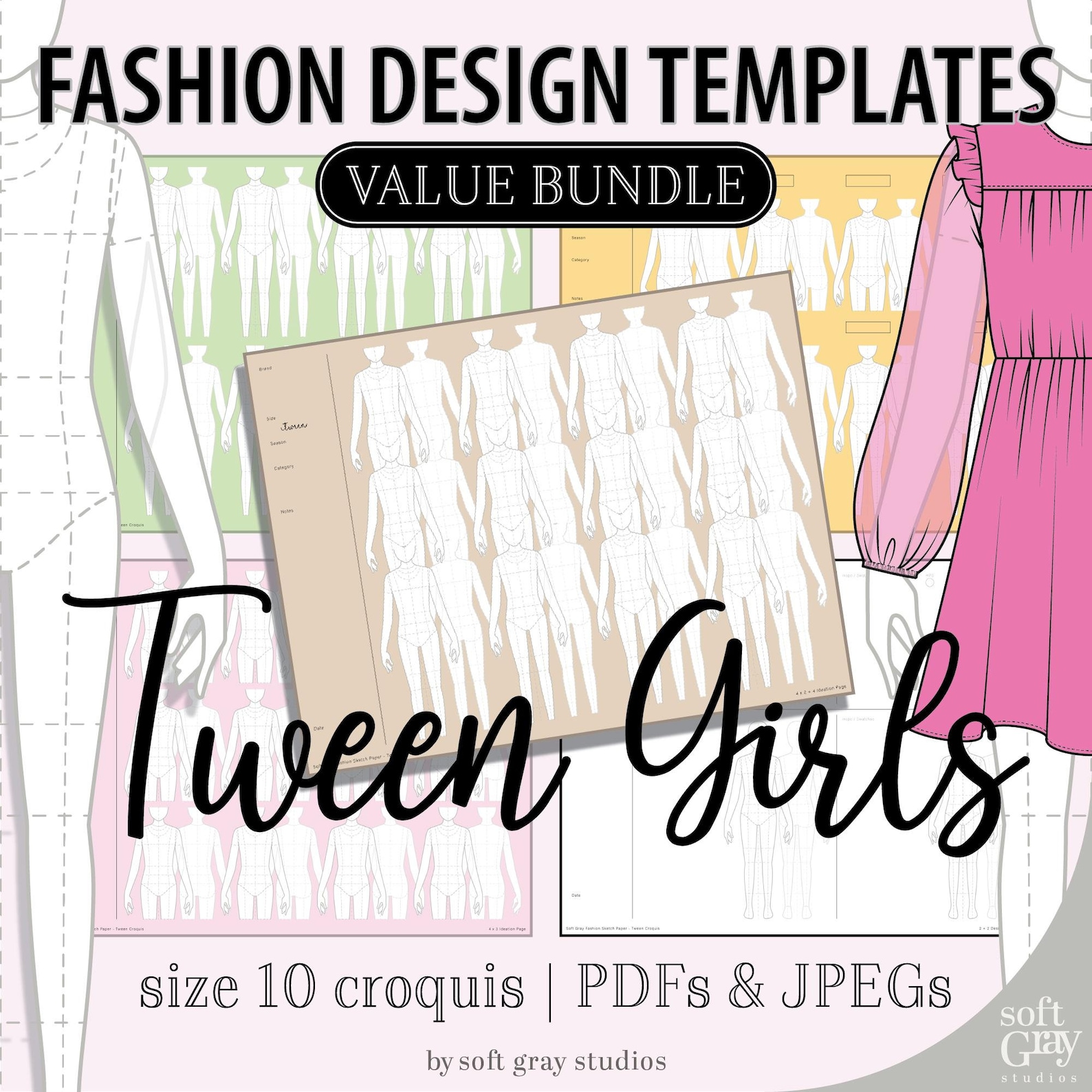 Tween Fashion Design Template, Kids (girls) Fashion Design, Fashion ...