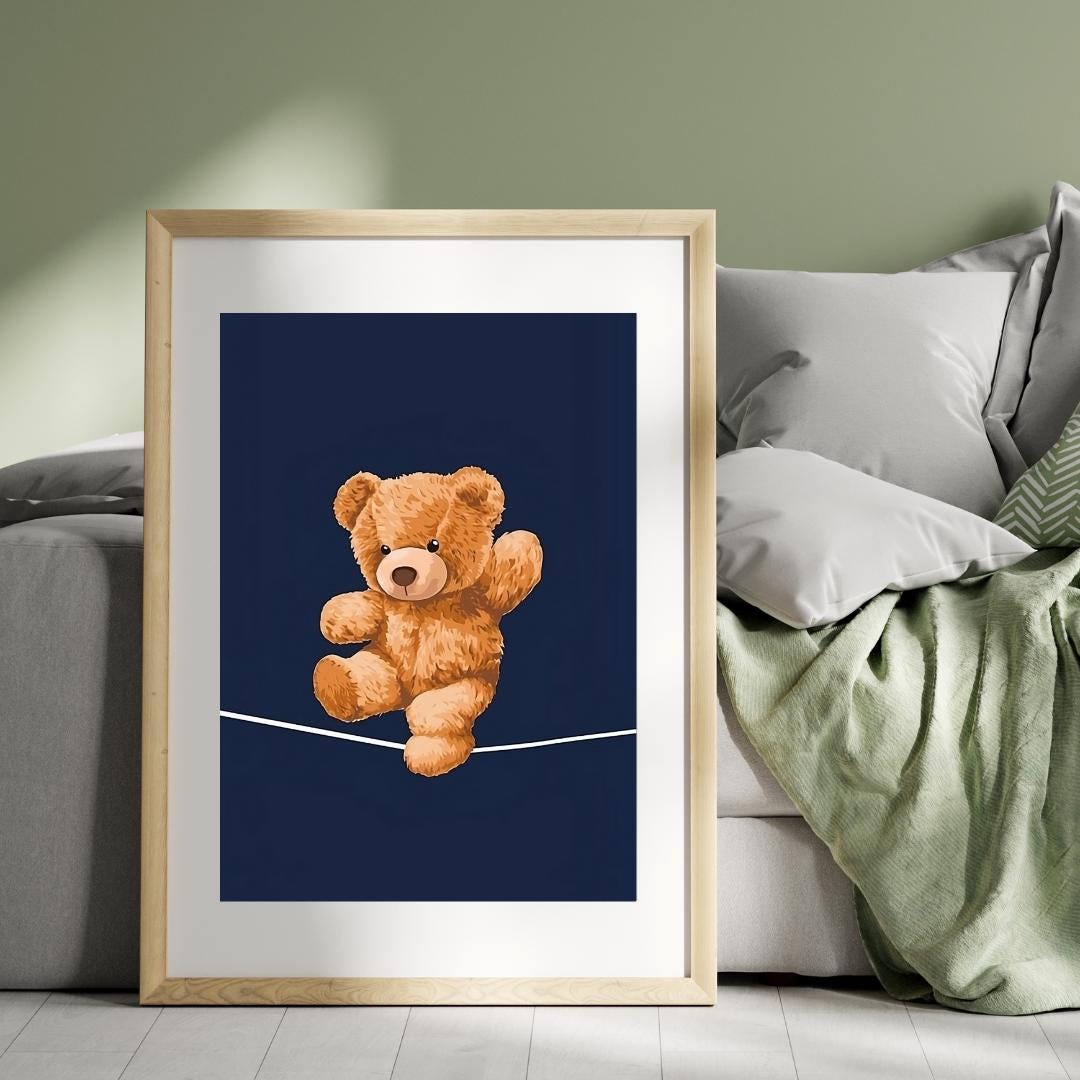 Cute Teddy Bear Print, Nursery Poster, Girly Dorm, Trendy Wall Art ...