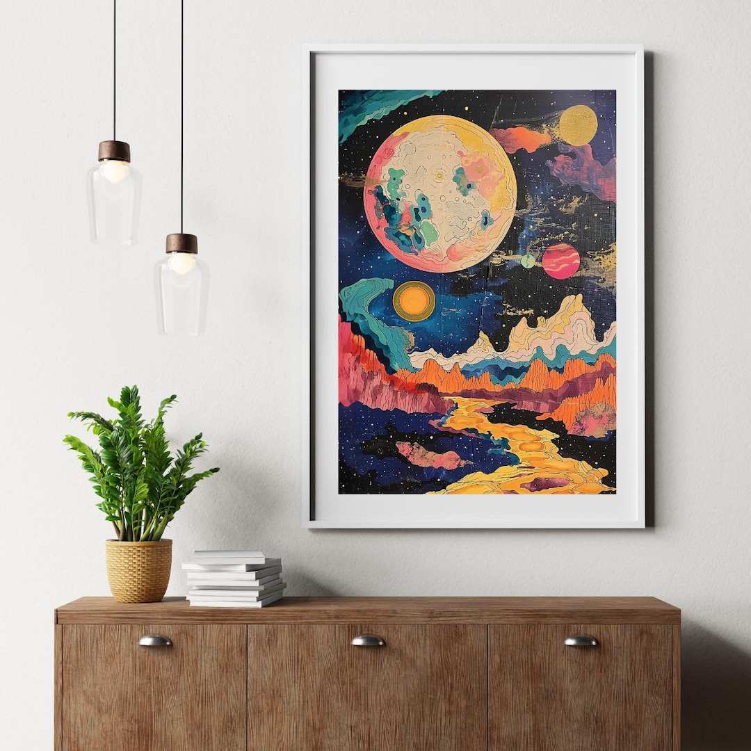 Psychedelic Space Poster Print, Aesthetic Space Painting, Home Decor ...
