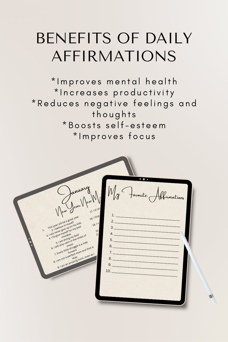 Daily Affirmations Planner, Mental Wellness Planner, Mindfullness and ...