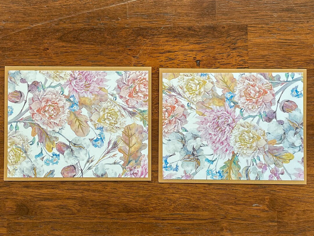 Gold Embossed Flower Notecards, Set of 8 Blank Notecards, Greetings Cards, Party Invitations ...