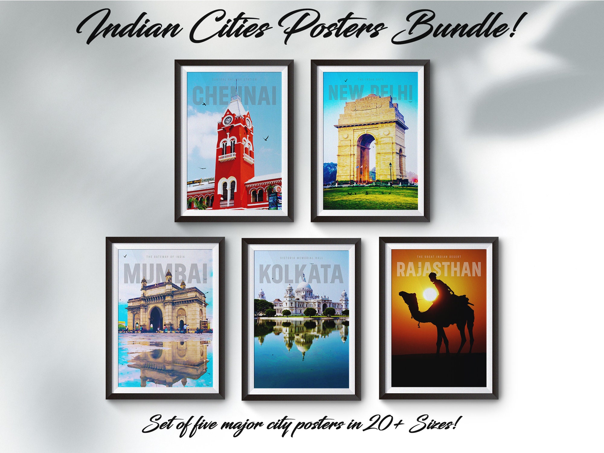 Indian City Posters Bundle Set of 5 Chennai Delhi Mumbai - Etsy