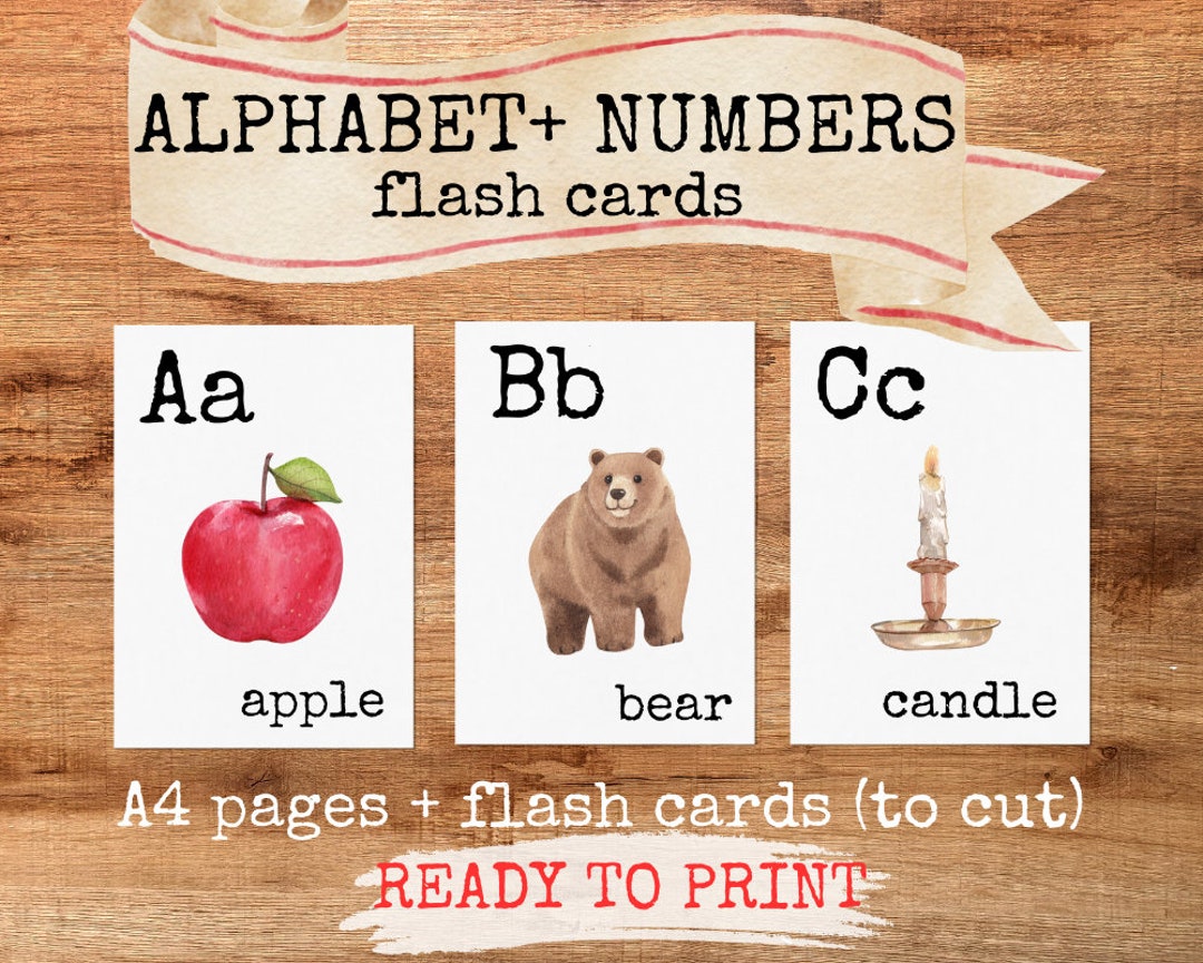 Numbers Flash Cards ,preschool Flash Cards, Alphabet Cards, Manuscript ...