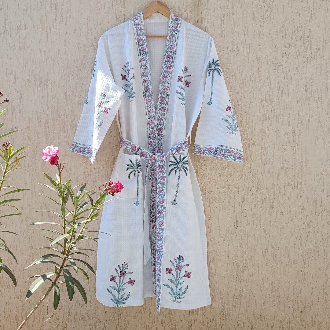 Soft Cotton Kimono Bath Robe Cotton Beach Bath Kimono Japanese Kimono ...