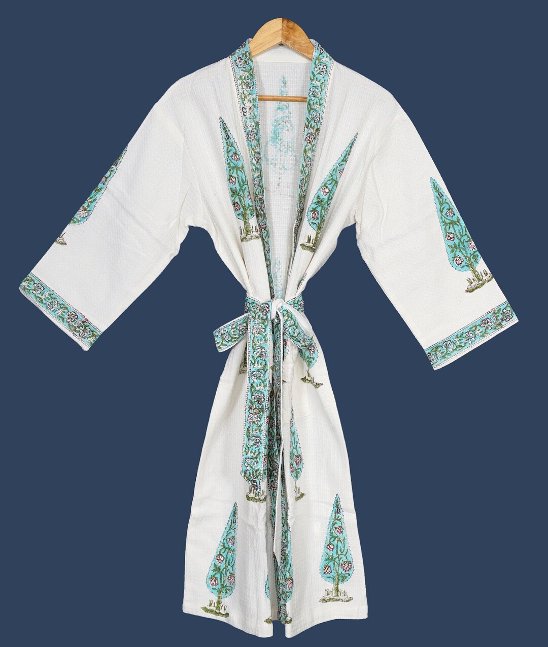 Cotton Beach Bath Kimono Robe Tree Print Kimono Robe Cotton Robe Shower ...
