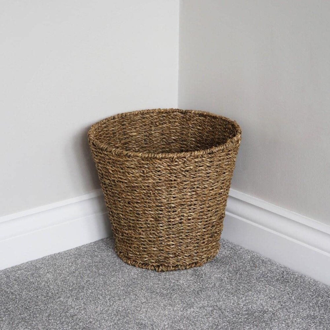 Mantraraj Natural Round Waste Paper Basket Bin Round Storage Basket ...