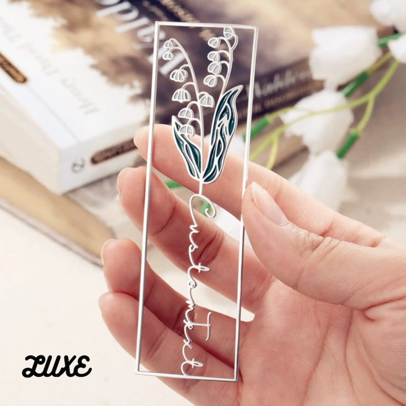Custom Birth Flower Bookmark, Personalized Name, Floral Reader Gift - Etsy
