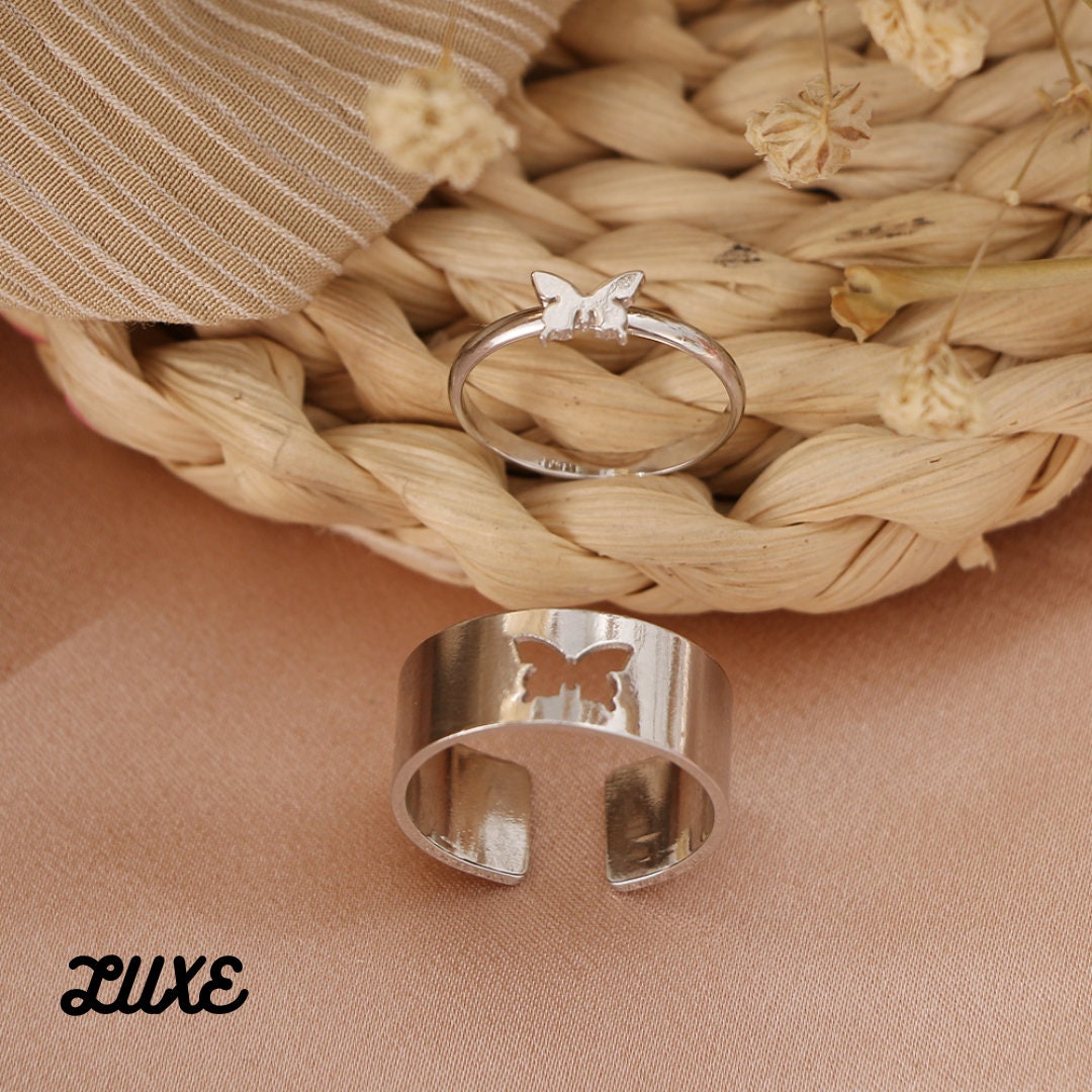 Butterfly Couple Ring, Custom Ring Set, 18k Gold, Custom Charming ...