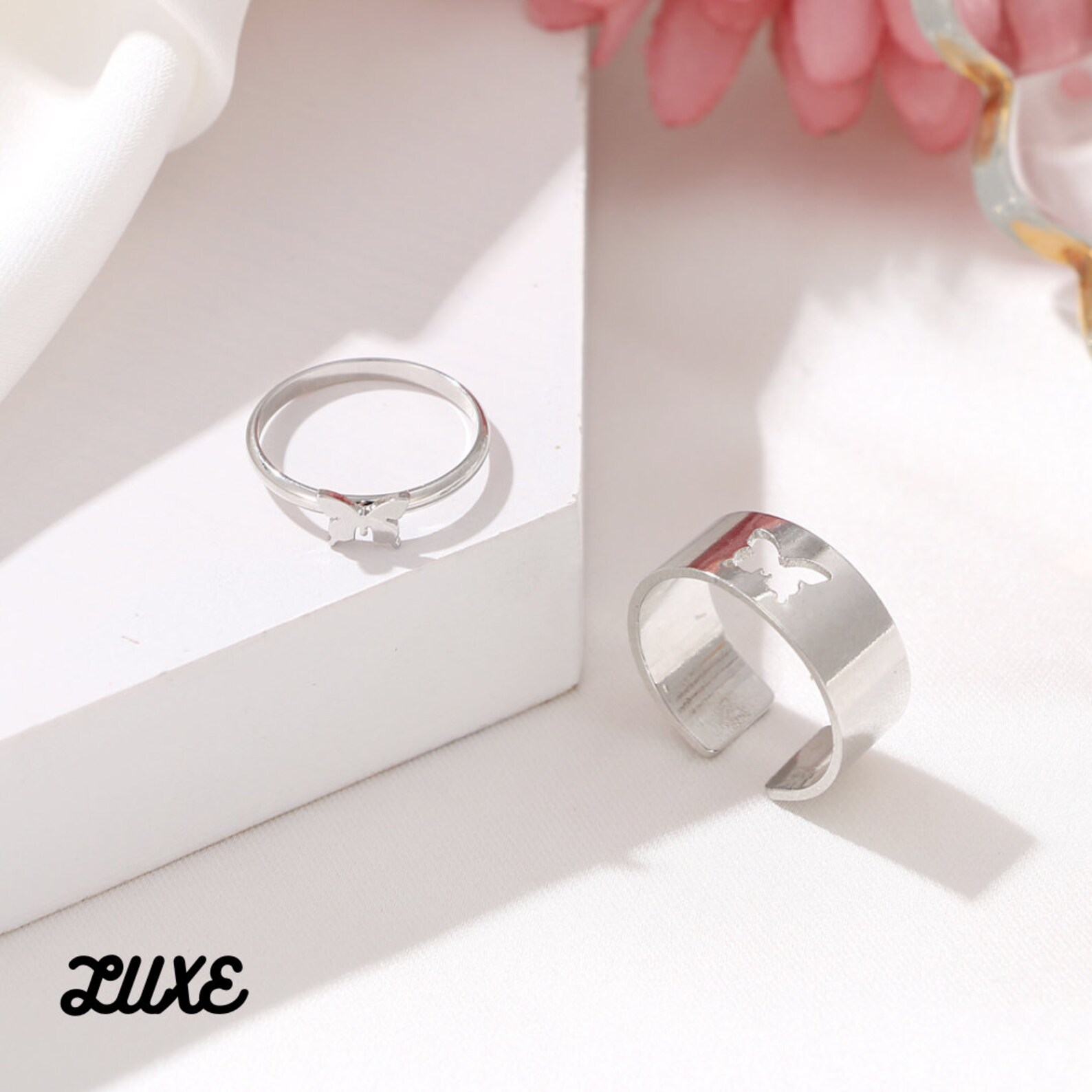 Butterfly Couple Ring, Custom Ring Set, 18k Gold, Custom Charming ...