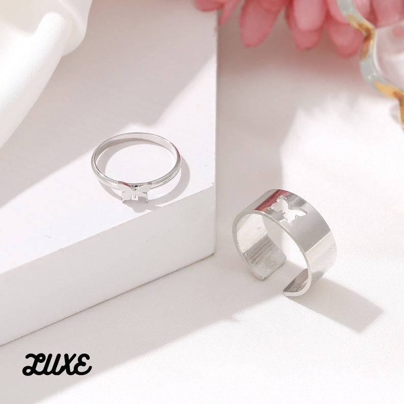 Butterfly Couple Ring, Custom Ring Set, 18k Gold, Custom Charming ...