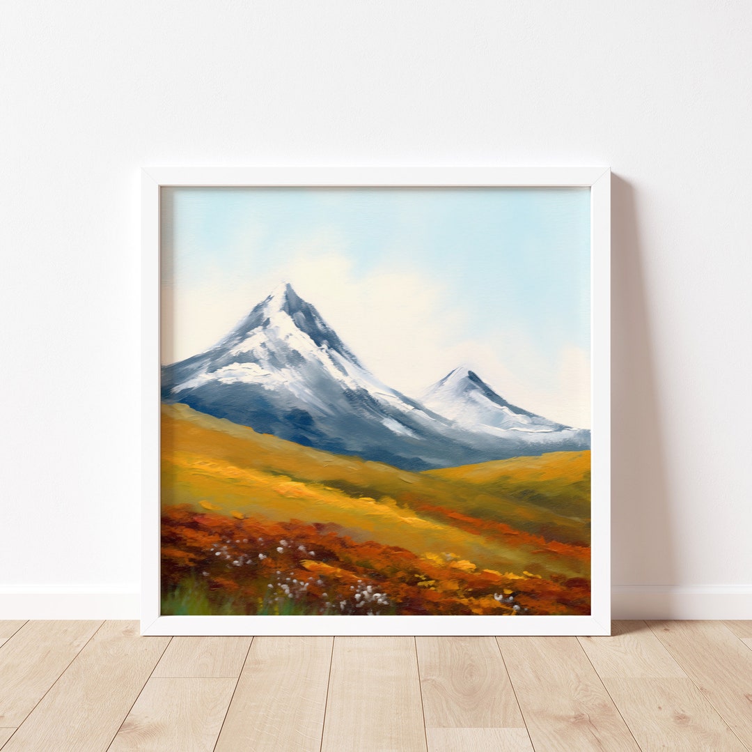 Rolling Mountain Fields Watercolor Painting Fine Art Print, Rustic Art ...