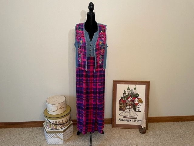 Carole Little 2-piece Colorful Dress and Vest Outfit - Etsy