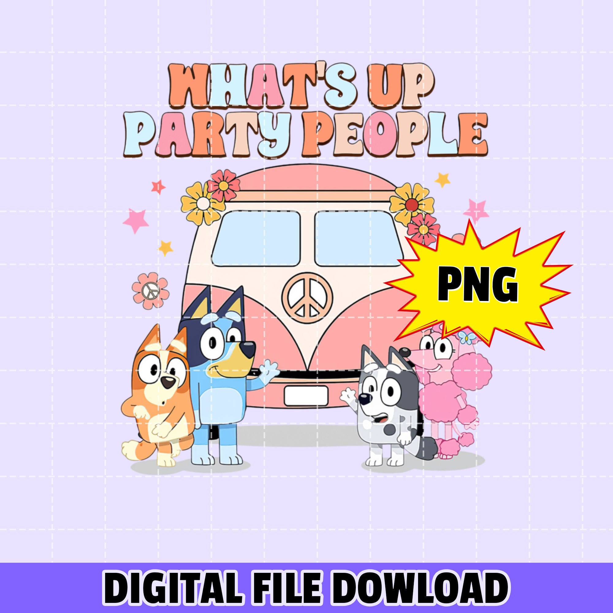 Bluey What's Up Party People Png Retro Bluey Png Bluey - Etsy México