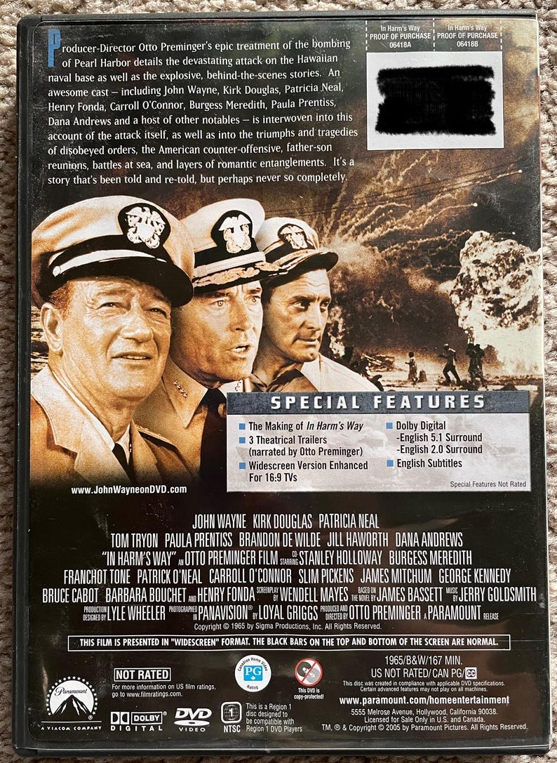 1965 in Harm’s Way DVD John Wayne - Etsy