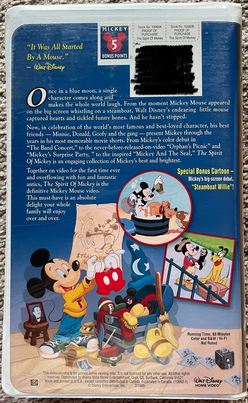 1998 the Spirit of Mickey VHS Wayne Allwine - Etsy