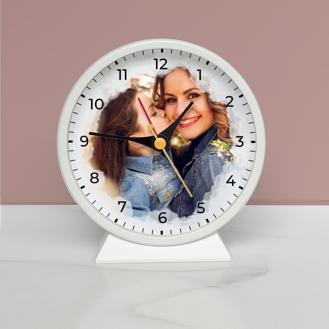 Mothers Day Gift Personalized Photo Alarm Clock, Slient Metal, Battery ...