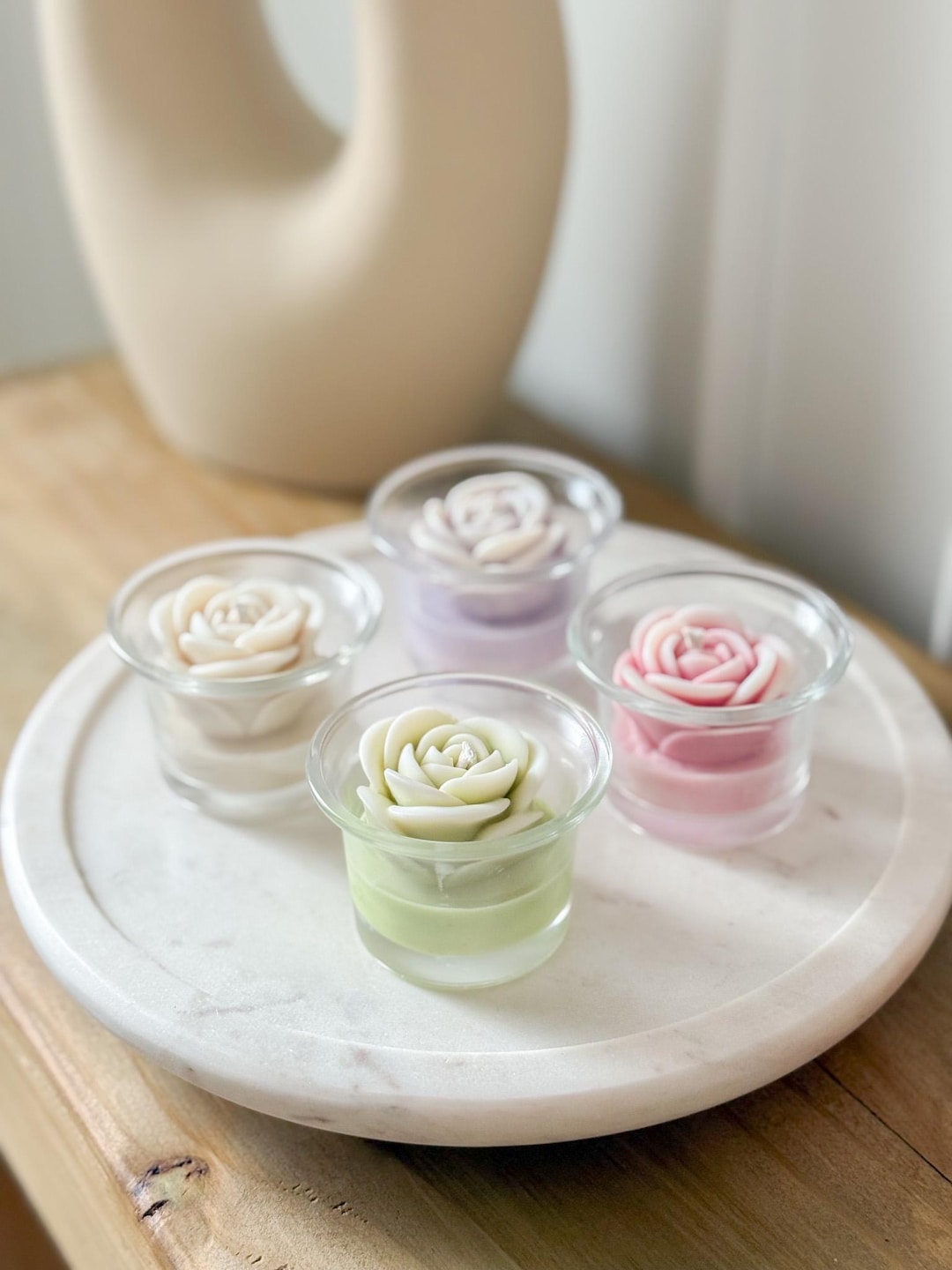 Candle Flower Tea Lights Glass, Ready to Gift Luxury Box, for Her ...