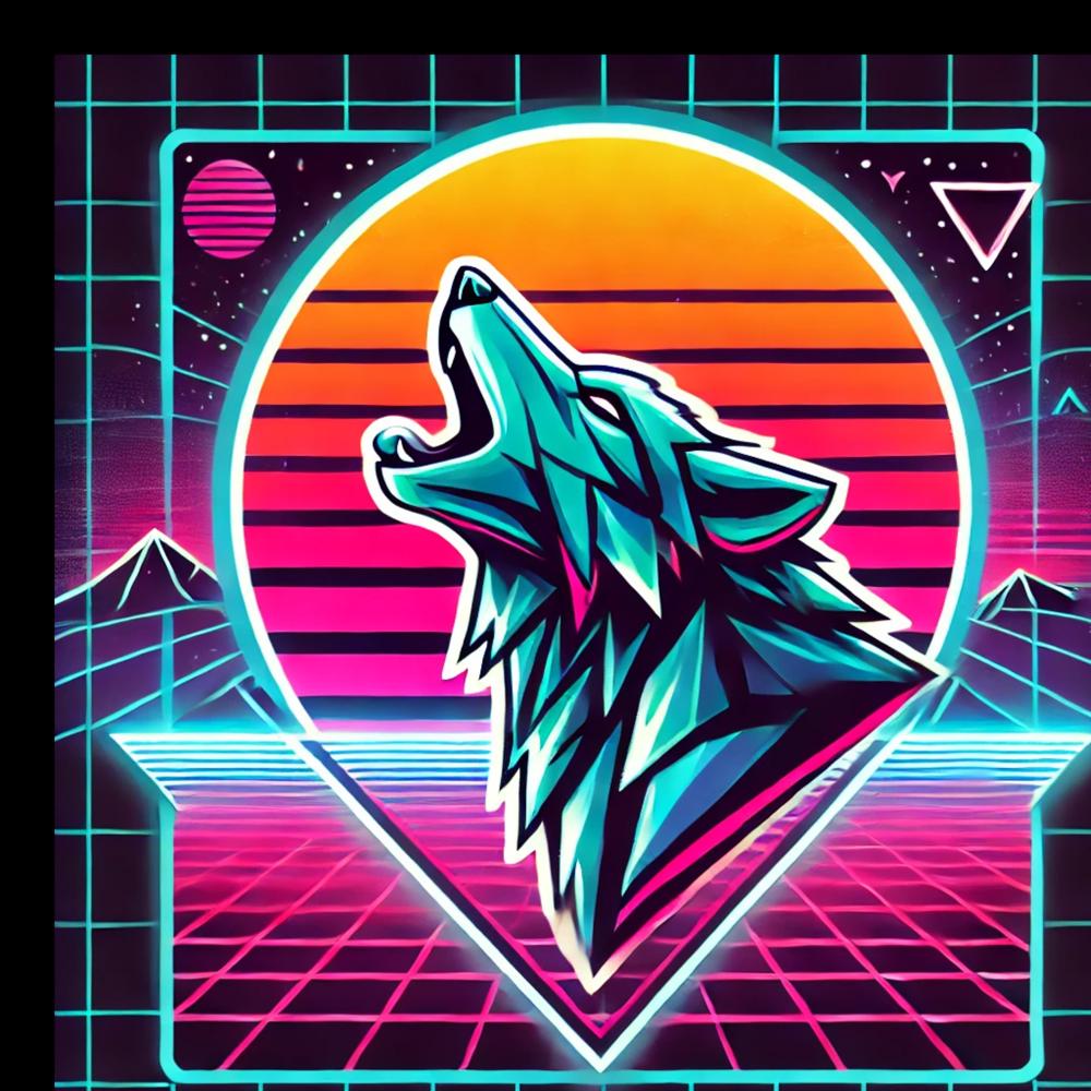 Retro Neon Wolf Sticker, 80s Inspired Howling Wolf Decal, Vintage ...