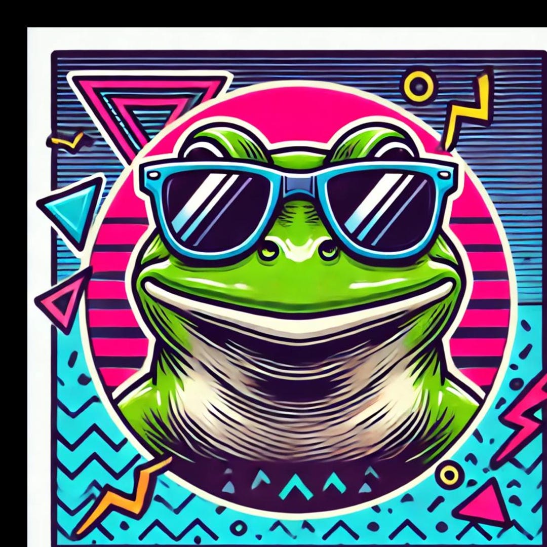Retro Frog Sticker, Cool Frog With Sunglasses, Funky Frog Art, Bright ...