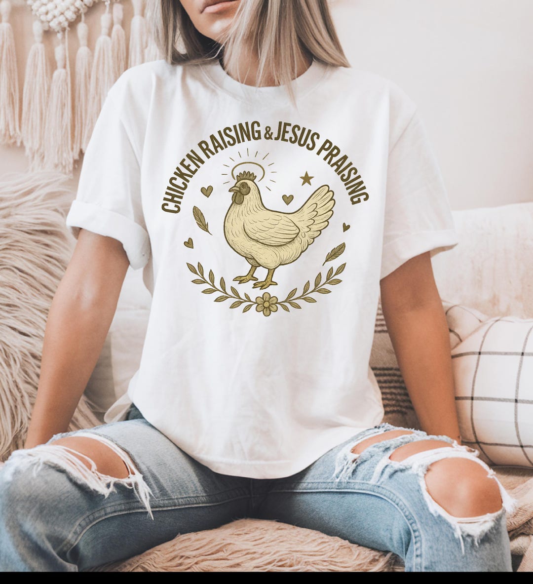 Chicken Raising & Jesus Praising T-shirt: Funny Farm Christian Tee - Etsy
