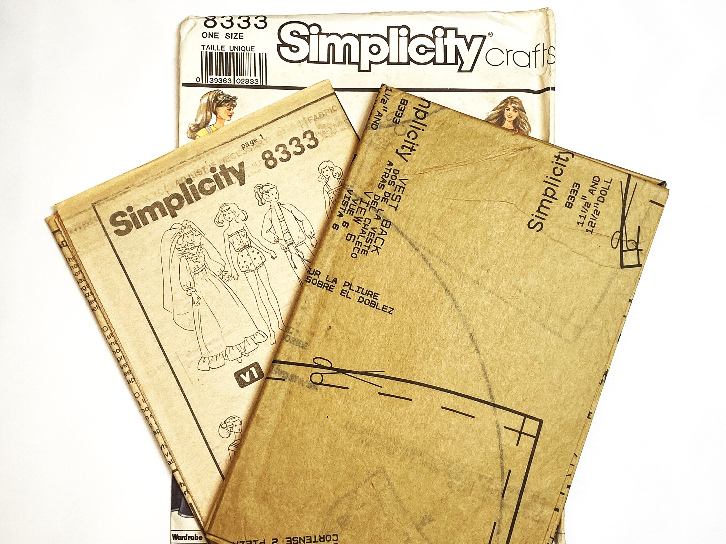 Simplicity 8333 Vintage Doll Clothes Sewing Pattern for 11.512.5 Doll ...