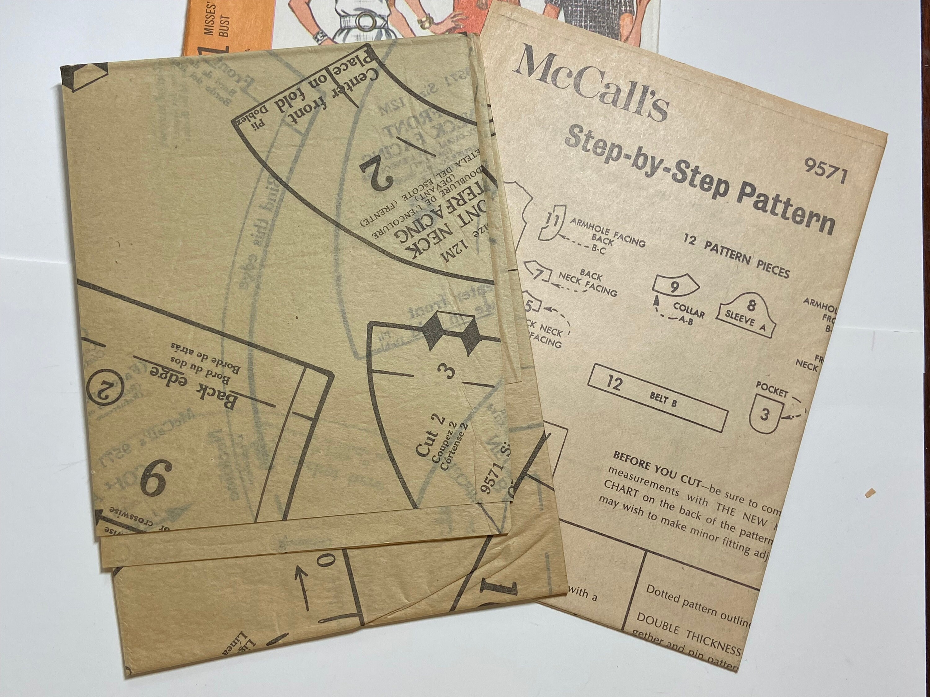 Vintage 1968 Mccall's Sewing Pattern 9571 Misses' Dress in Three ...