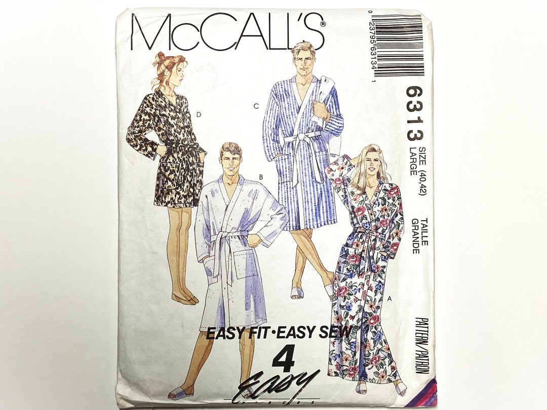 Mccall's 6313 Sewing Pattern Misses', Men's or Teen Boys' Robe Size Large Uncut - Etsy