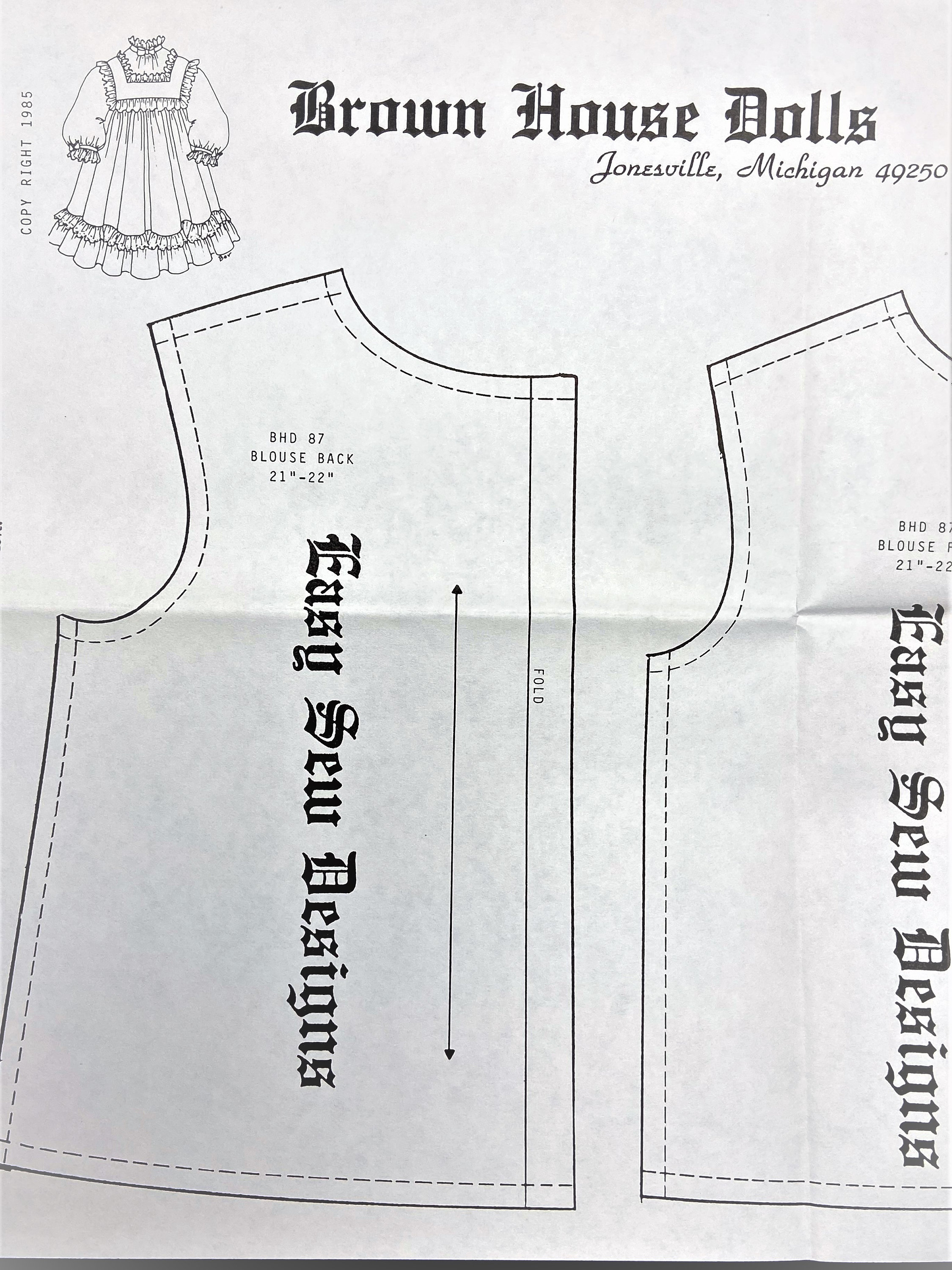 Vintage Easy Sew Designs Brown House Dolls Clothes Pattern 87 for a 20 ...