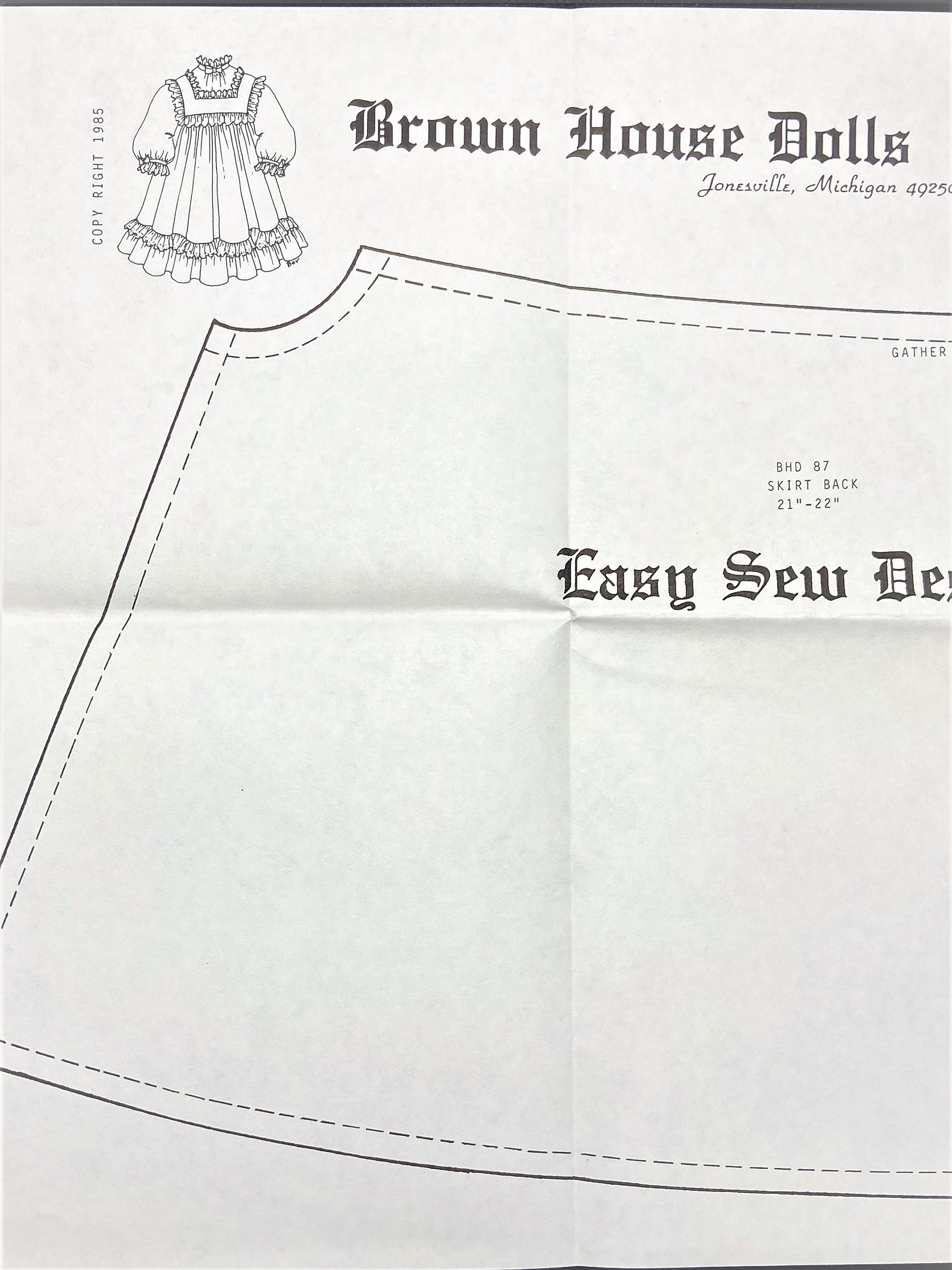 Vintage Easy Sew Designs Brown House Dolls Clothes Pattern 87 for a 20 ...