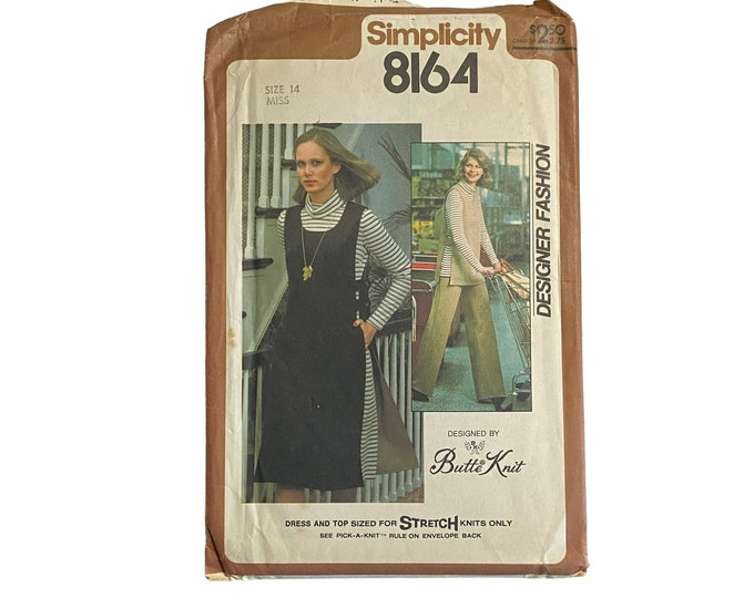 Simplicity 8164 Vintage Sewing Pattern Misses' Tabard Dress Top Pants ...