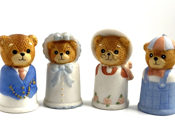 Vintage Enesco Lucy Riggs Bear Family Thimbles Lot of 4 - Etsy
