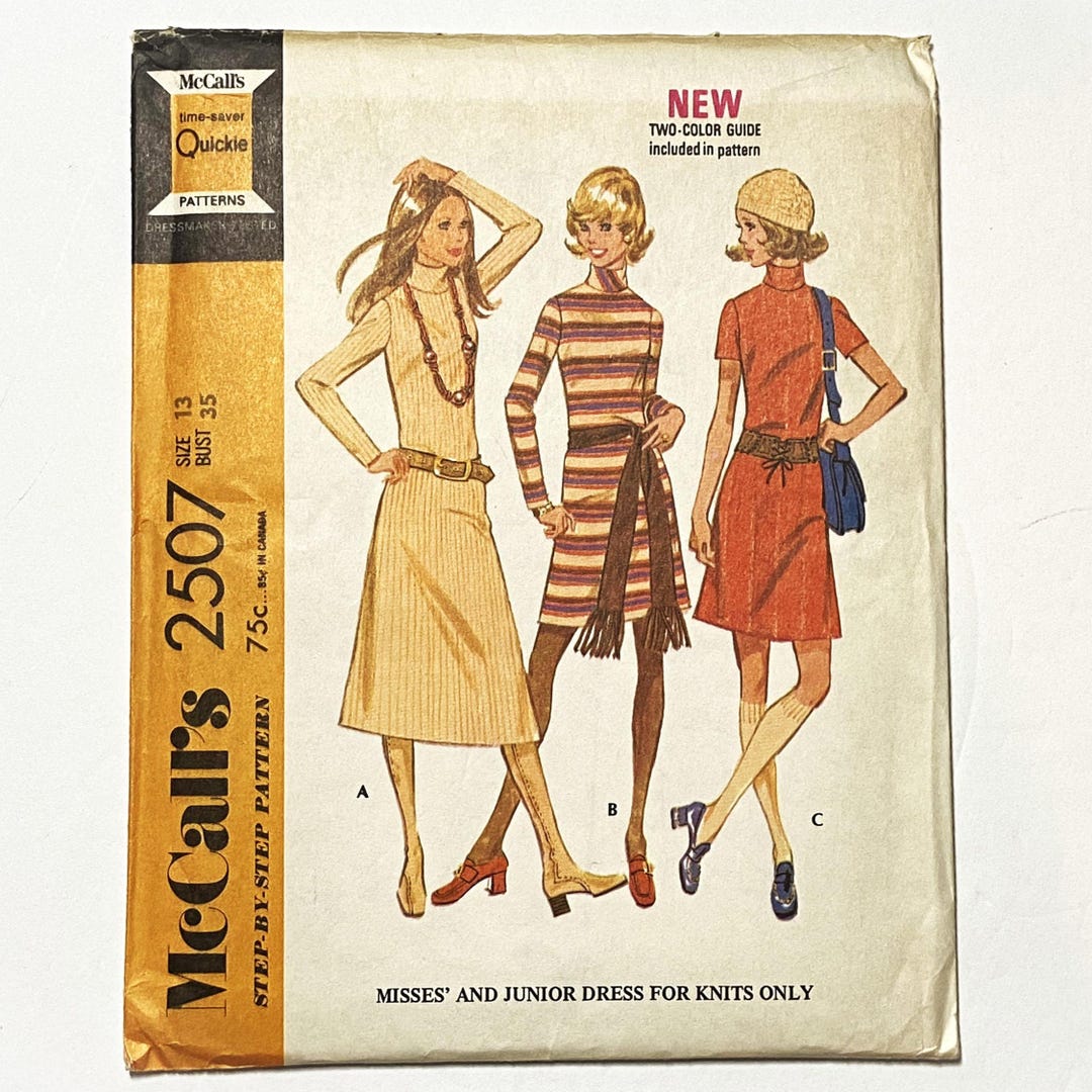 1970s Mccall's 2507 Vintage Sewing Pattern, Misses' & Junior Dress for ...