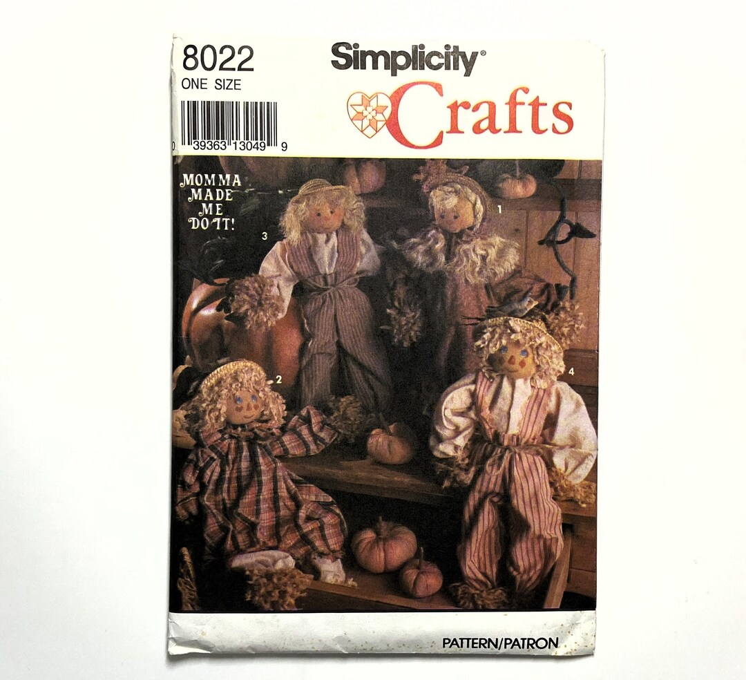 Vintage Simplicity 8022 Sewing Pattern Simplicity Crafts Scarecrow and ...
