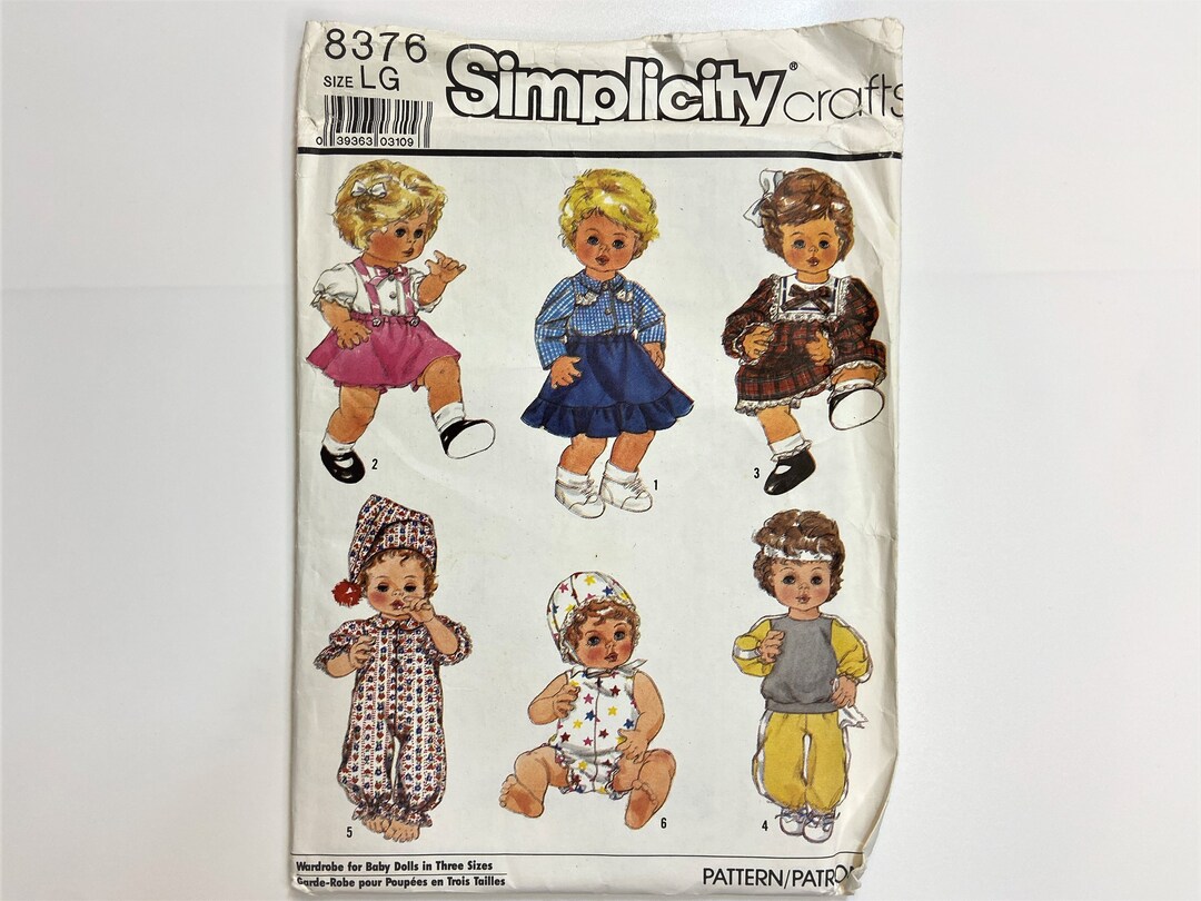 Simplicity 8376 Vintage Sewing Pattern for Doll Clothes Wardrobe for ...