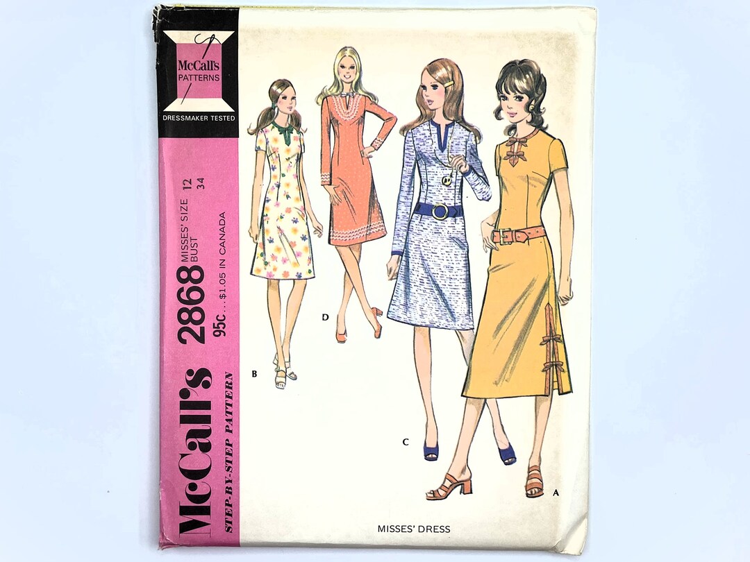 Mccall's 2868 Vintage Sewing Pattern Misses' Dress Size 12 Uncut - Etsy