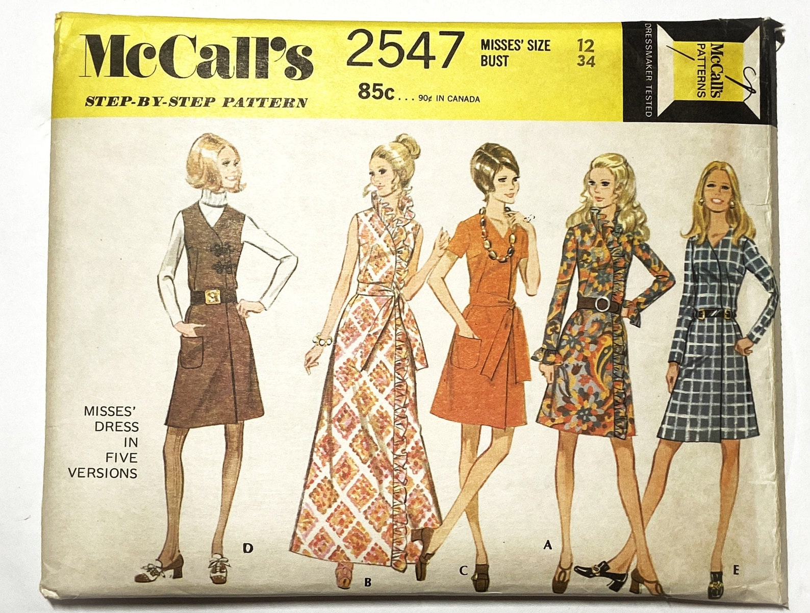 1970s Mccall's 2547 Vintage Sewing Pattern, Misses Dress in Five ...