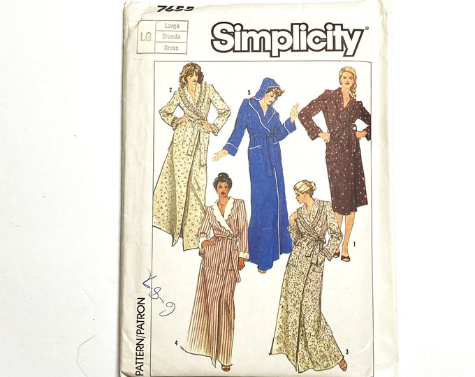 Simplicity 7655 Sewing Pattern Shawl Collar or Hooded Robe in 2 Lengths ...
