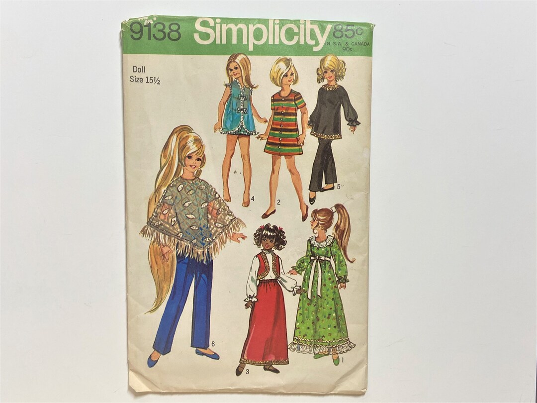 Simplicity 9138 Vintage Sewing Pattern Doll Clothes Uncut for 15.5 Doll ...