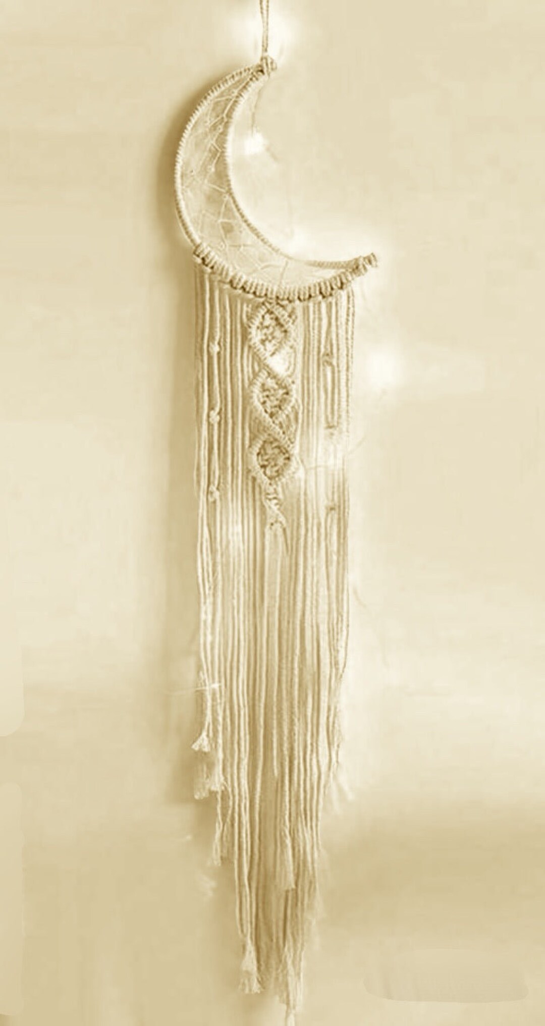 Macrame Crescent Moon Tassel Dreamcatcher, Boho Moon Wall Hanging ...
