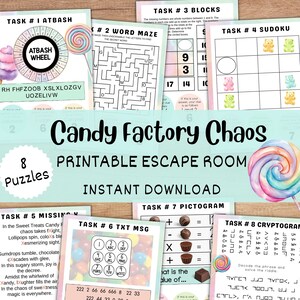 Candy Factory Chaos Escape Room for Kids - Printable Activity for ...