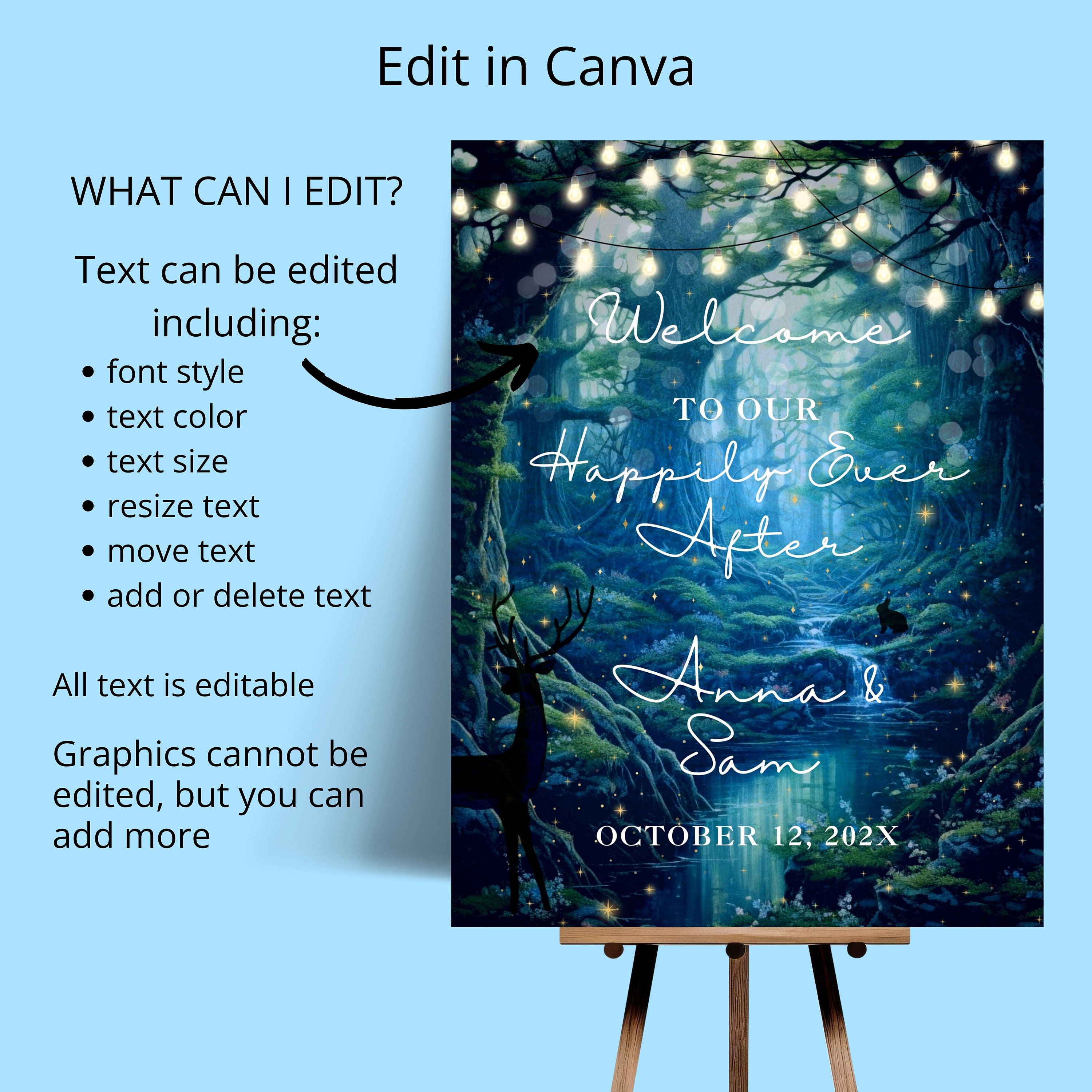 Enchanted Forest Welcome Sign - Editable Welcome Sign - Printable ...