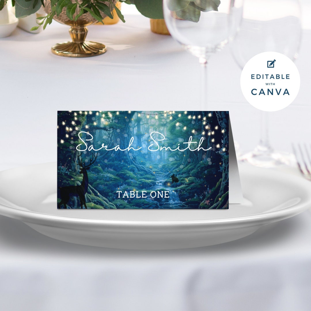 Enchanted Forest Place Card Template - Printable Escort Name Card for ...