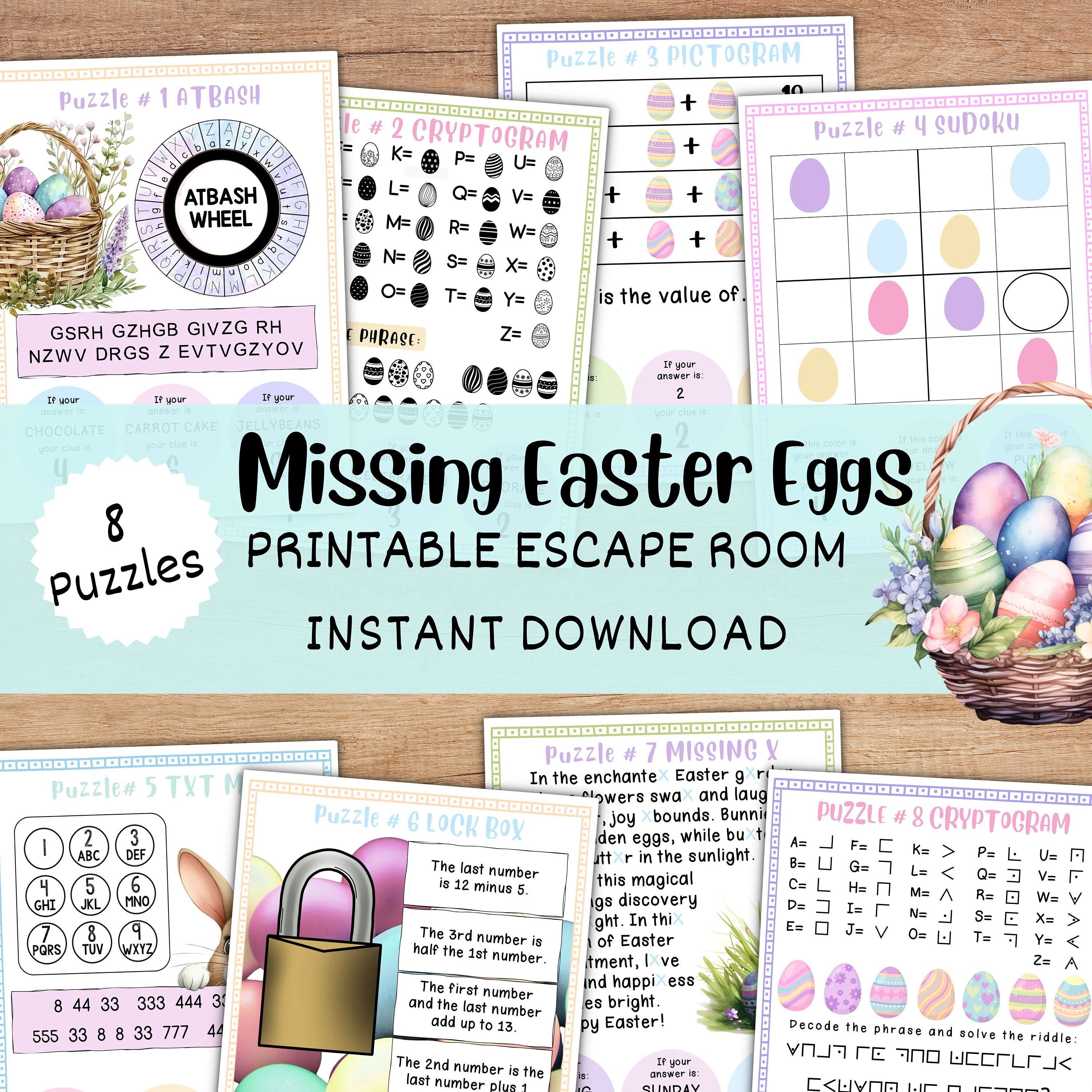 Easter Escape Room for Kids - Printable Crack the Code Puzzle Activity ...