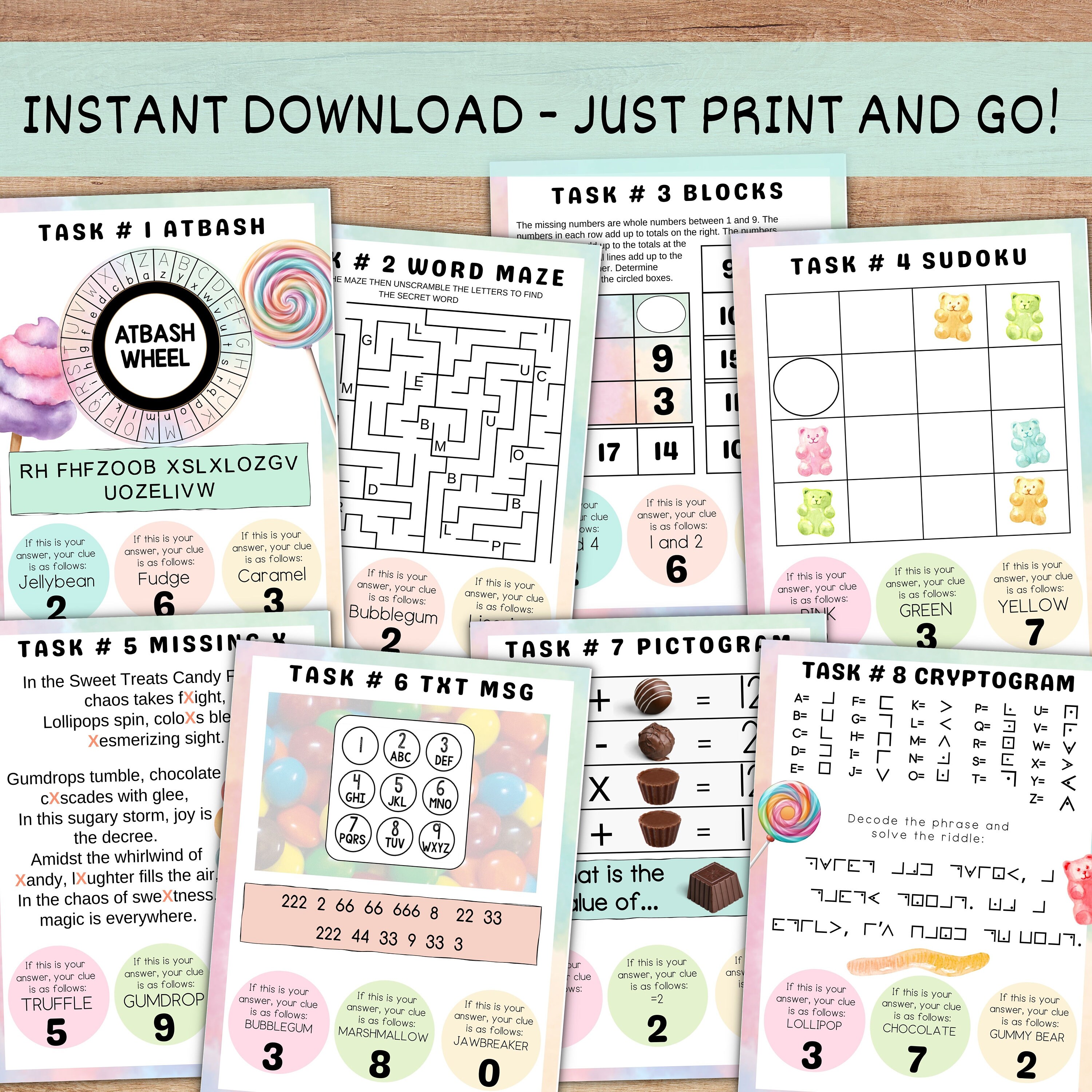 Candy Factory Chaos Escape Room for Kids - Printable Activity for ...