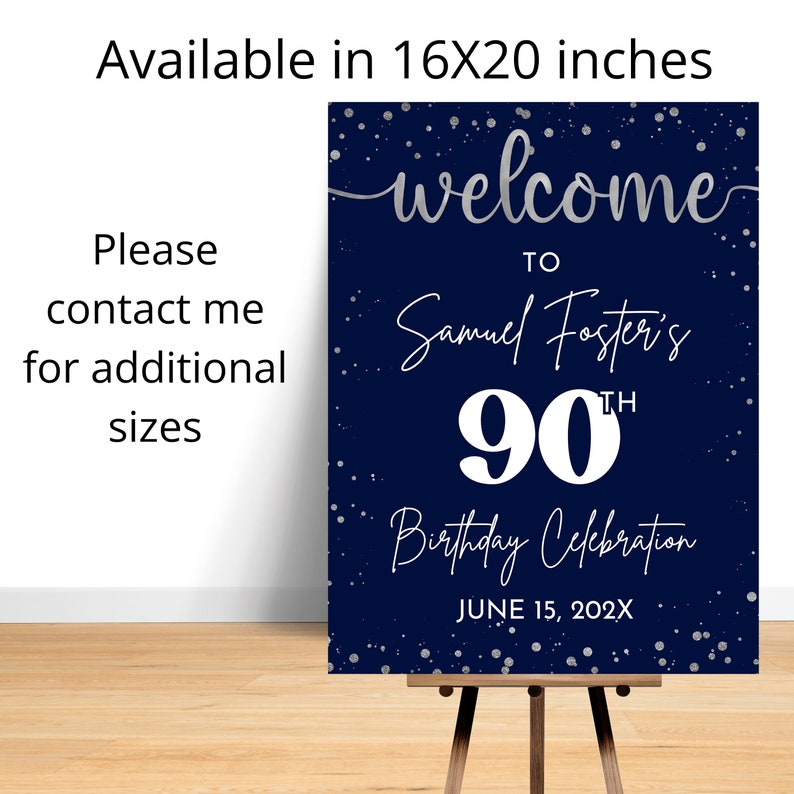 90th Birthday Welcome Sign - Editable Sign Template Printable - Instant ...