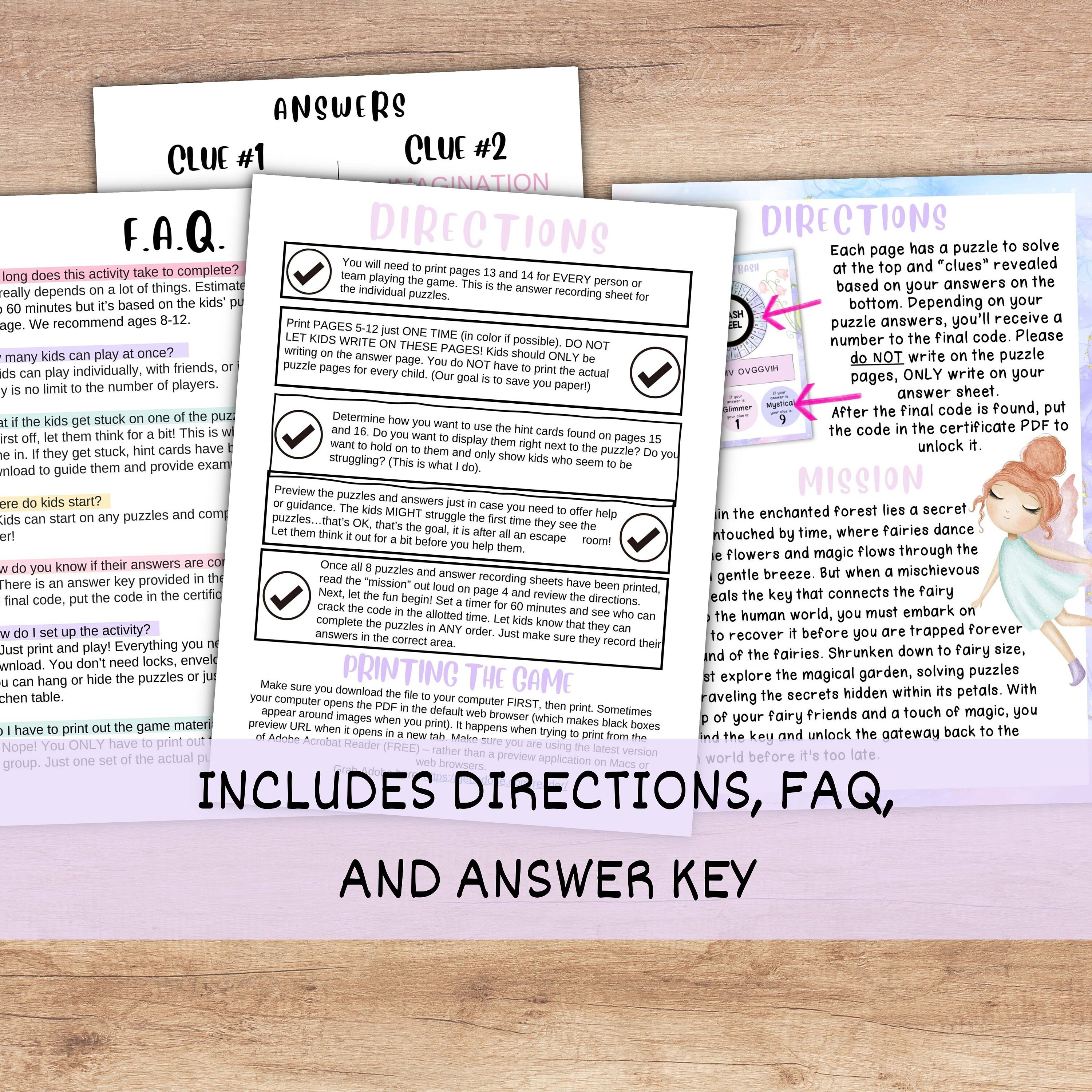 Fairy Garden Escape Room for Kids - Printable Crack the Code Puzzle ...