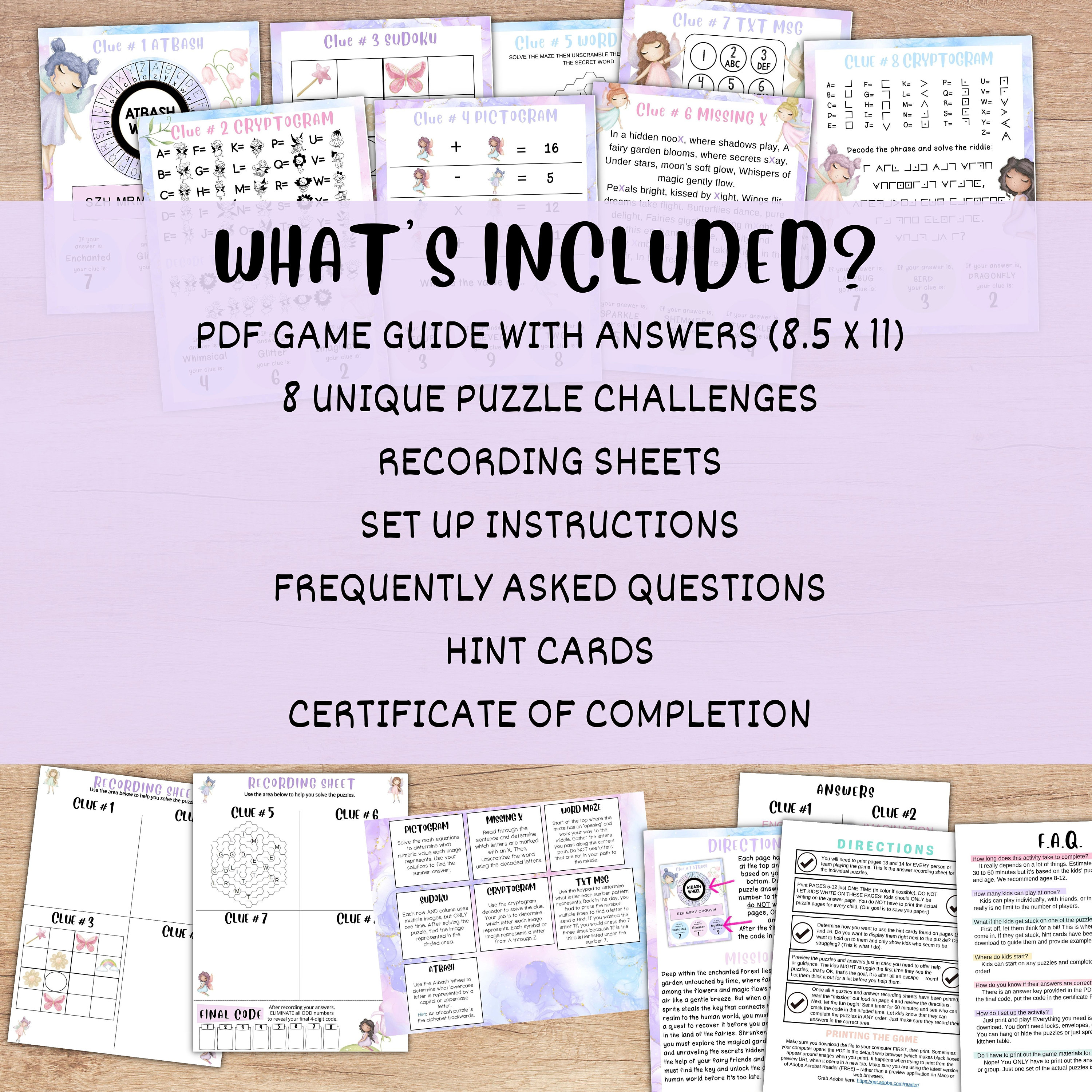 Fairy Garden Escape Room for Kids - Printable Crack the Code Puzzle ...