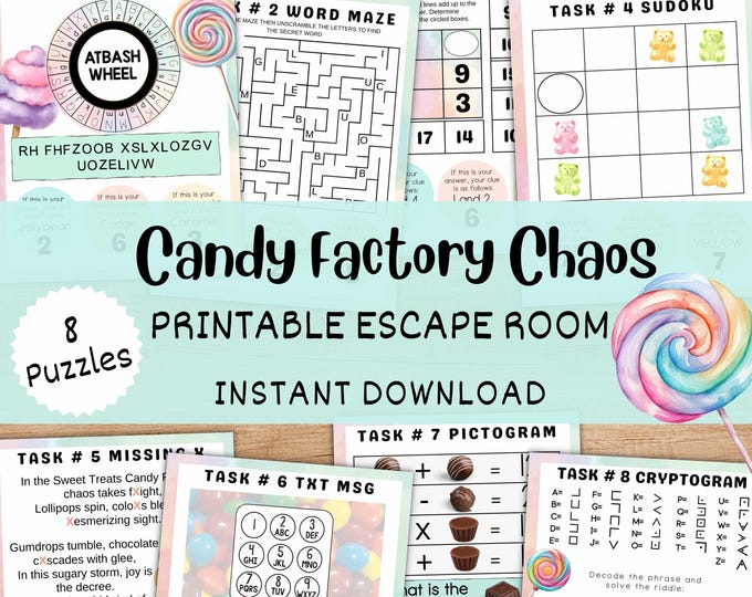 Candy Factory Chaos Escape Room for Kids - Printable Activity for ...