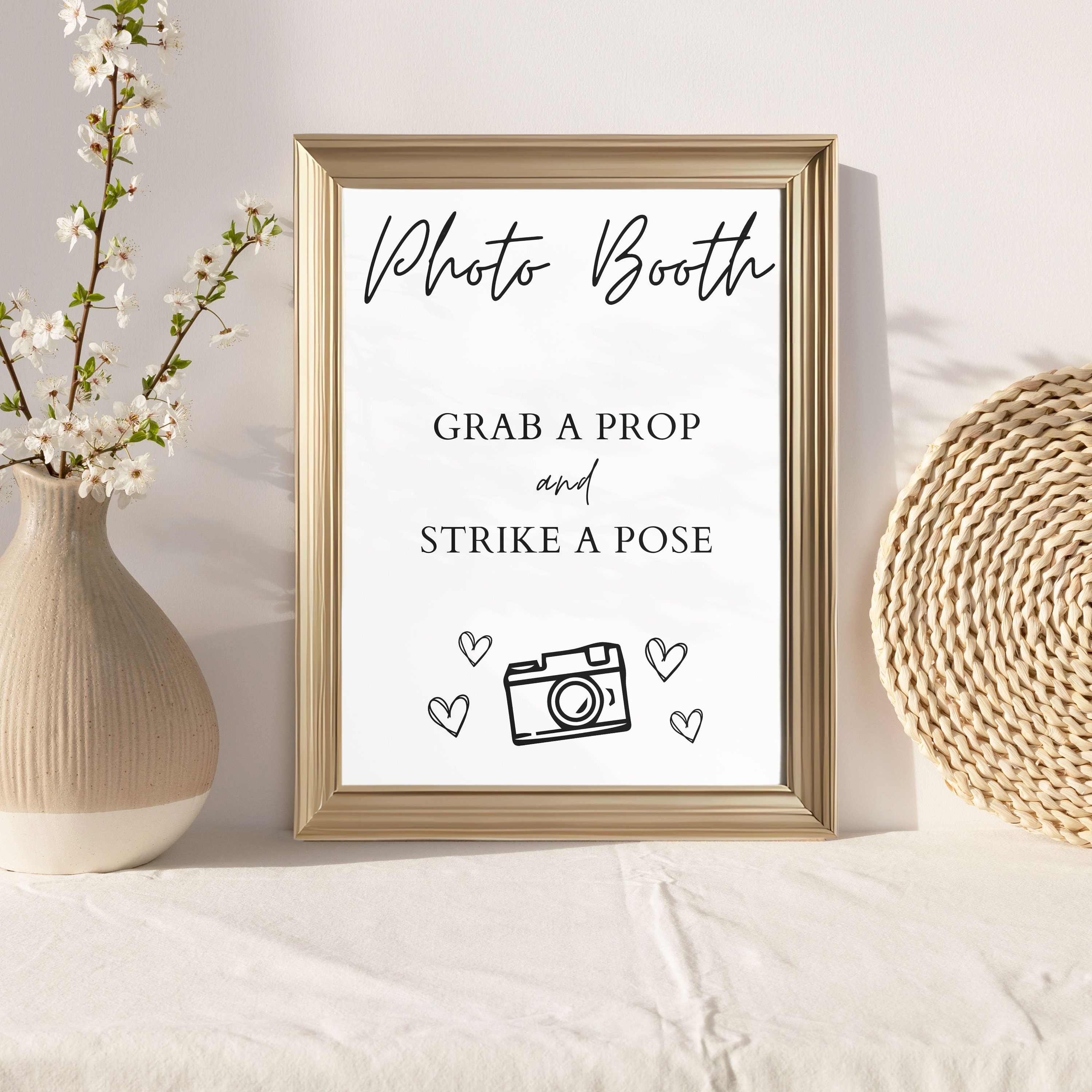 Photobooth Sign Wedding Signage Template for Modern Minimalist DIY ...